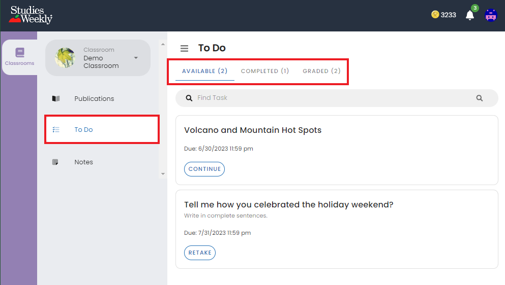 How to Navigate the Student Dashboard – Studies Weekly