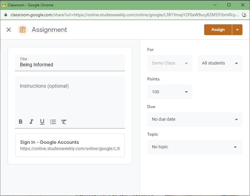 How to Assign Content in Google Classroom – Studies Weekly