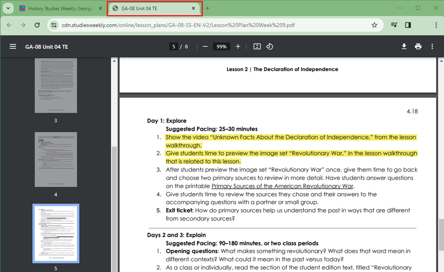 Lesson Walkthroughs – Studies Weekly