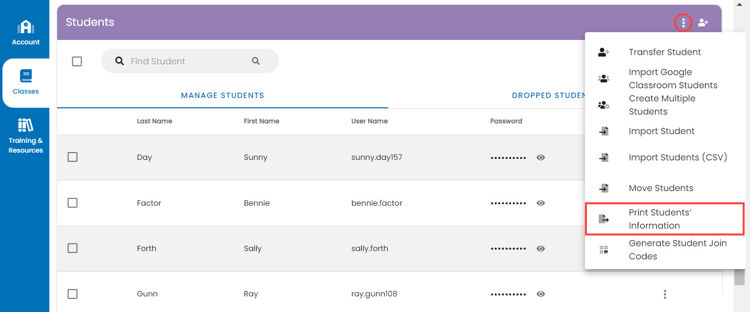 How To Print Student Usernames and Passwords – Studies Weekly