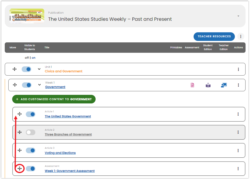 How to Reorder/Move Units, Weeks & Articles – Studies Weekly