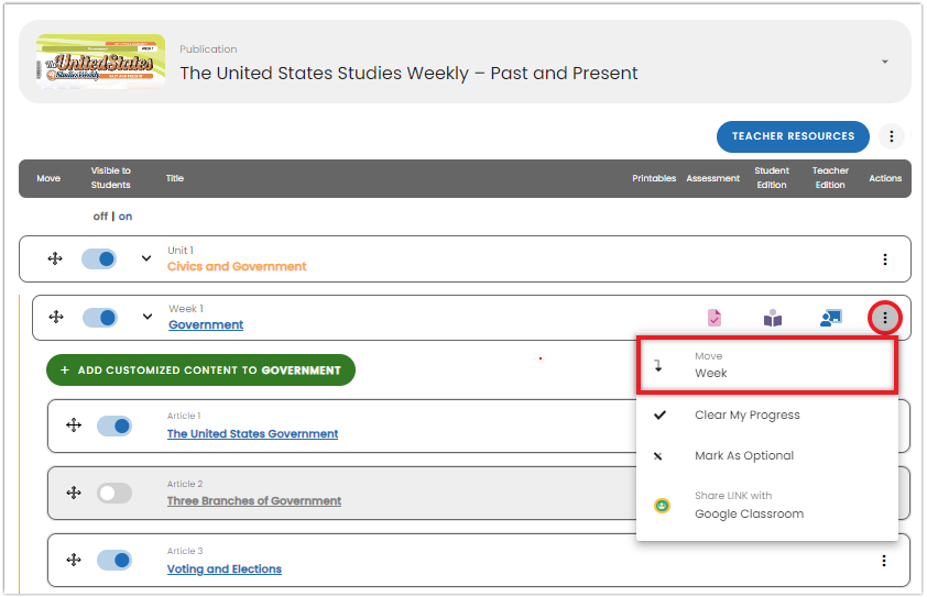How to Reorder/Move Units, Weeks & Articles – Studies Weekly