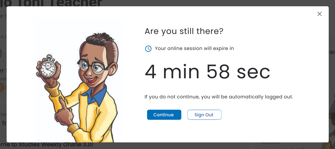 User Session Timeout – Studies Weekly