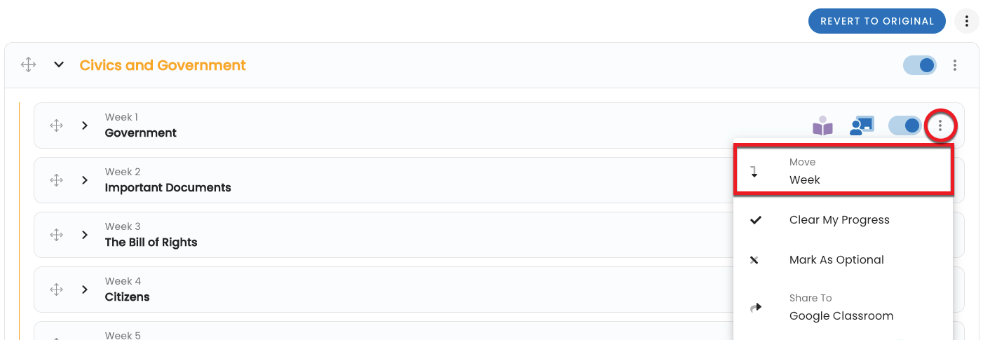 How to Reorder/Move Units, Weeks & Articles – Studies Weekly